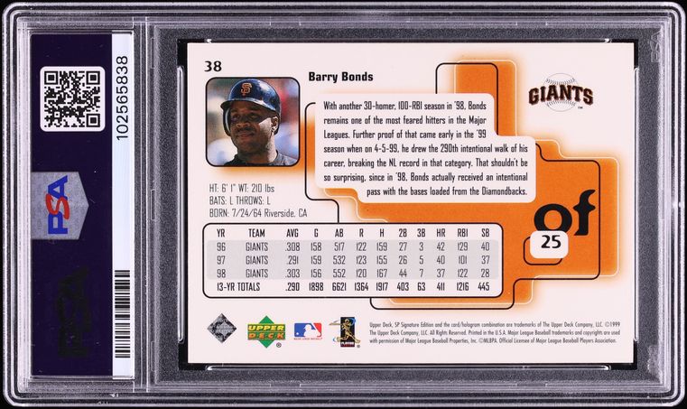 1999 SP Signature Barry Bonds AUTO DNA 10 #38 PSA 6 EXMT on Fanatics ...