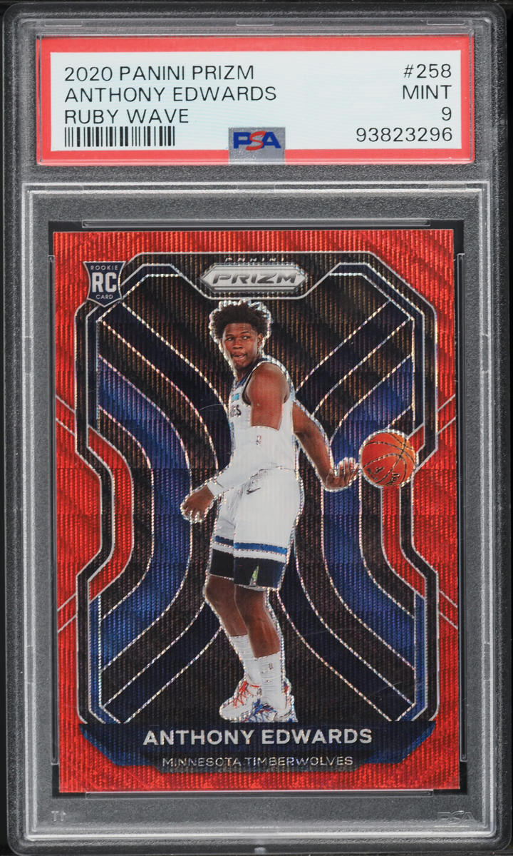 2020 Panini Prizm Ruby Wave Anthony Edwards ROOKIE #258 PSA 9 MINT on ...