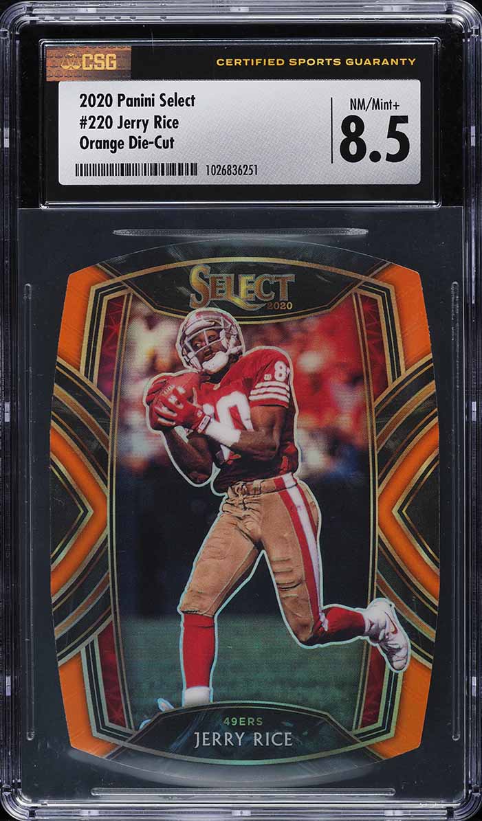 2020 Select Club Level Orange Prizm Die-Cut Jerry Rice #220 CSG 8.5 NM ...