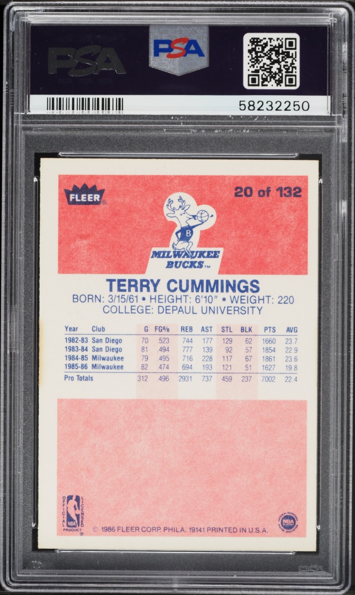 1986 Fleer Basketball Terry Cummings #20 PSA 9 MINT on Fanatics Collect