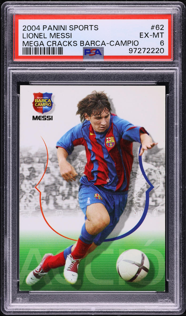 2004 Panini Sports Mega Cracks Barca Campio Lionel Messi ROOKIE #62 PSA ...