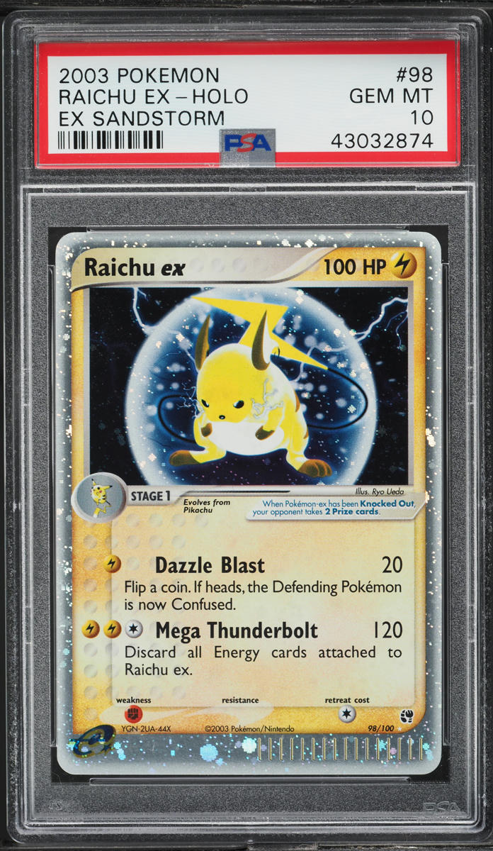 2003 Pokemon EX Sandstorm Holo Raichu ex #98 PSA 10 GEM MINT on ...