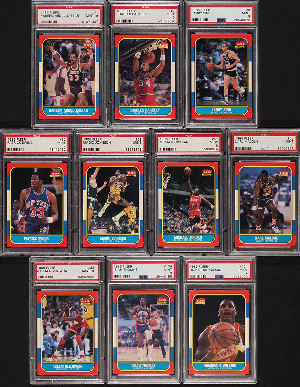 1986 Fleer Basketball Complete PSA 9 Set Barkley Ewing Michael Jordan ...