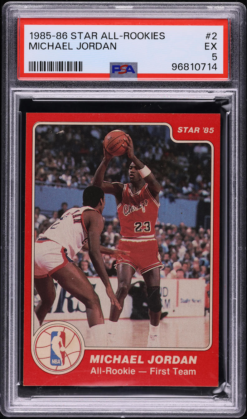 1985-86 Star All-Rookie Team Michael Jordan ROOKIE #2 PSA 5 EX on ...