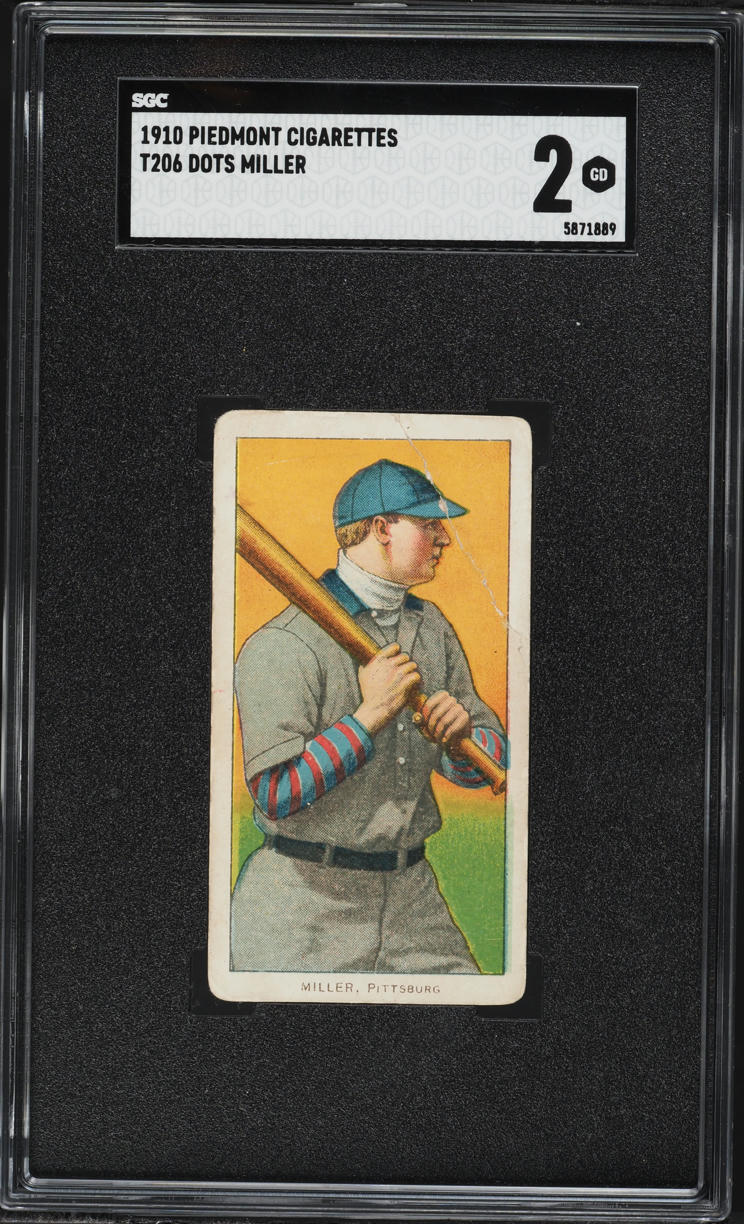 1909-11 T206 Dots Miller PIEDMONT SGC 2 GD on Fanatics Collect