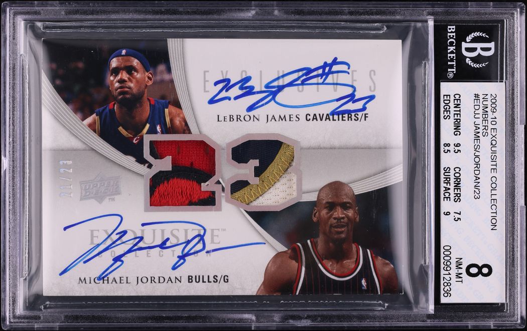 2009 Exquisite Numbers Michael Jordan LeBron James PATCH AUTO /23 #EDJJ ...