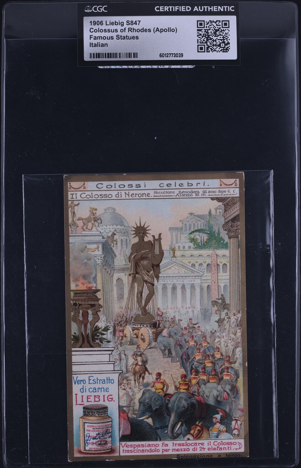 1906 Liebig S847 Italian Famous Statues Colossus Of Rhodes Apollo CGC ...