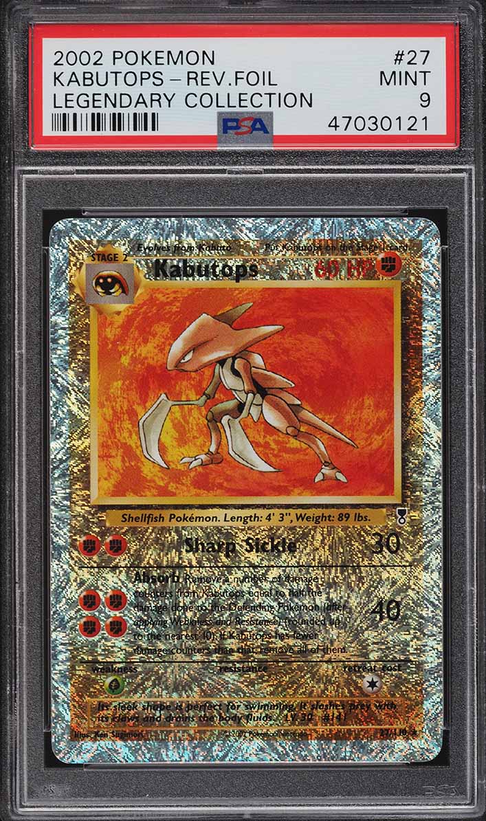 2002 Pokemon Legendary Collection Reverse Foil Kabutops #27 PSA 9 MINT ...