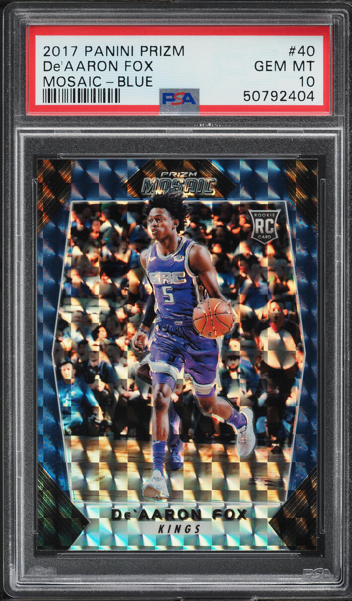 2017 Panini Prizm Mosaic Blue De'Aaron Fox ROOKIE #40 PSA 10 GEM MINT on Fanatics Collect
