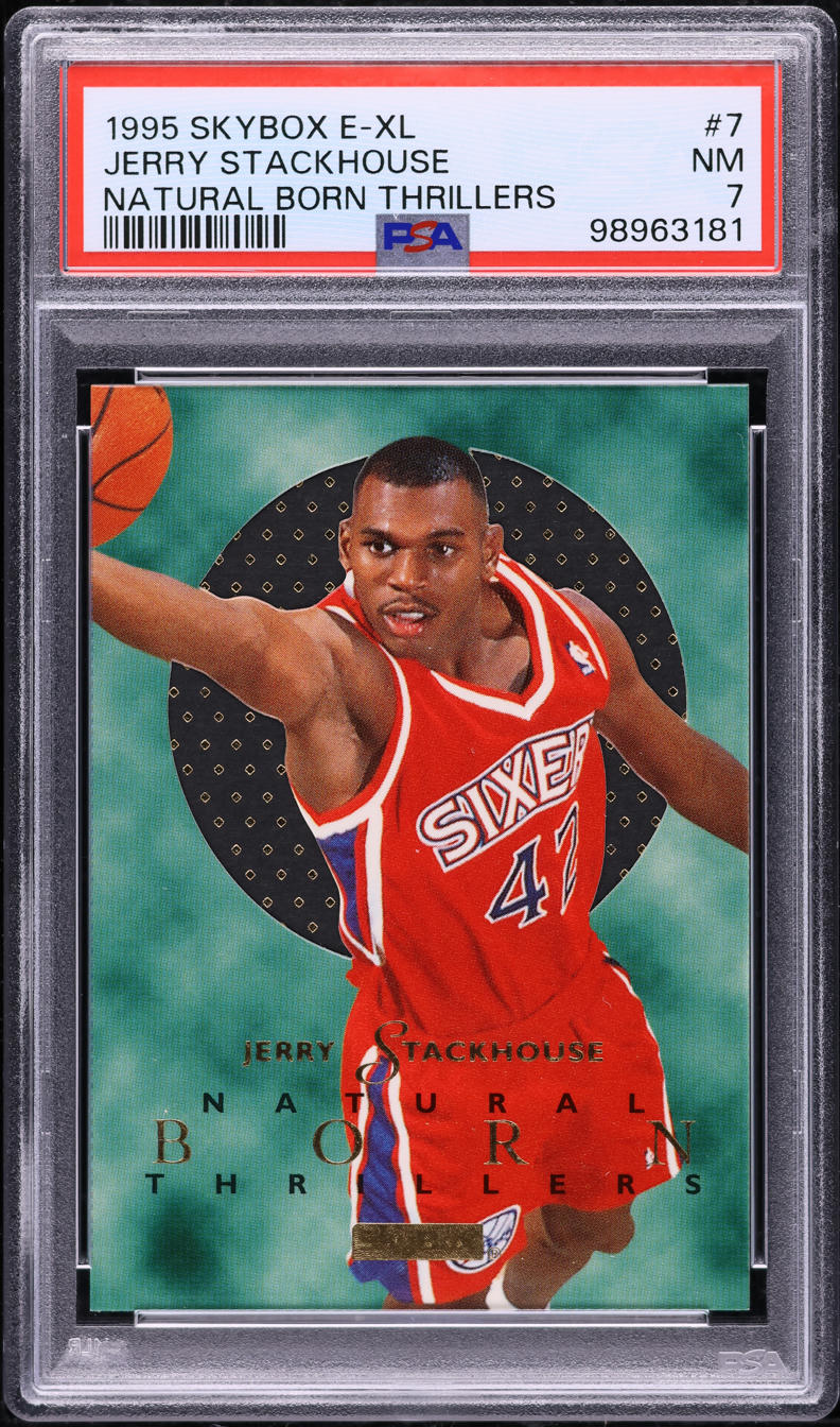 1995 Skybox E-XL Natural Born Thrillers Jerry Stackhouse ROOKIE #7 PSA ...