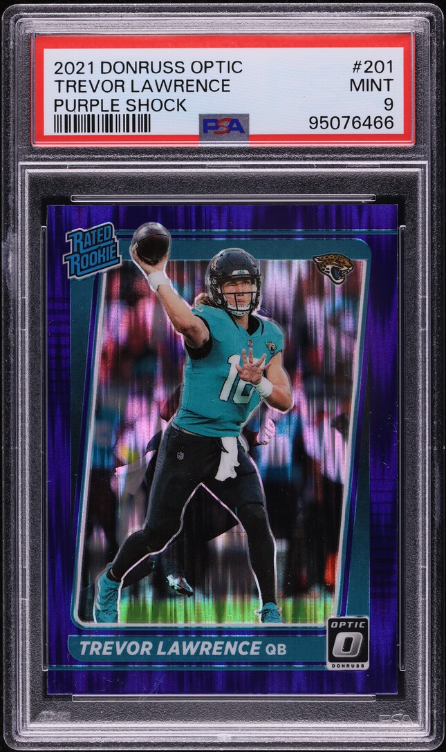 2021 Donruss Optic Purple Shock Trevor Lawrence ROOKIE #201 PSA 9 MINT ...