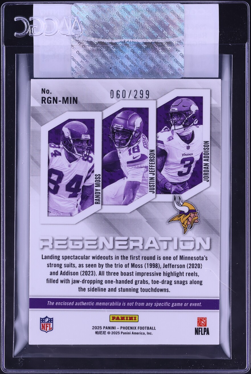 2025 Panini Phoenix Regeneration Triple Addison Randy Moss Justin ...