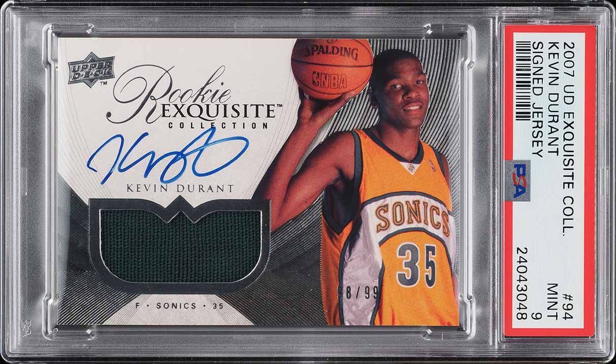 2007 Exquisite Collection Kevin Durant ROOKIE PATCH AUTO /99 #94 PSA 9 ...