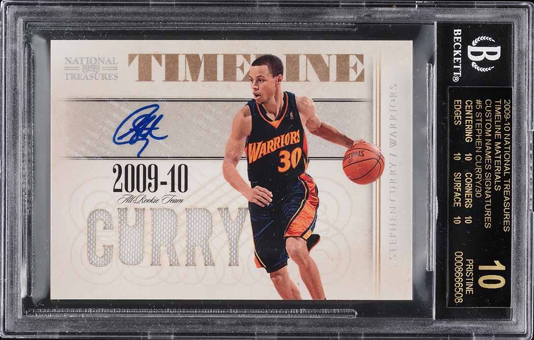 2009 National Treasures Timeline Stephen Curry RC PATCH AUTO /30 #5 BGS ...