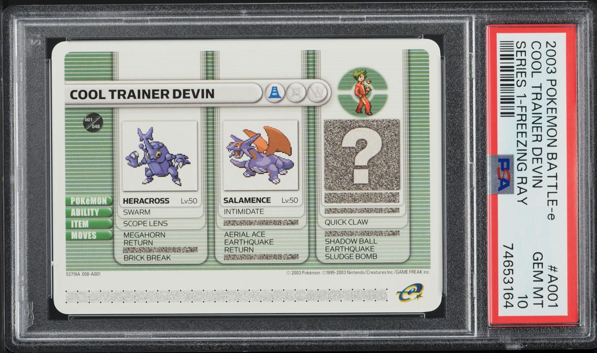 2003 Pokemon Battle-E Series 1 Freezing Ray Cool Trainer Devin #A001 ...