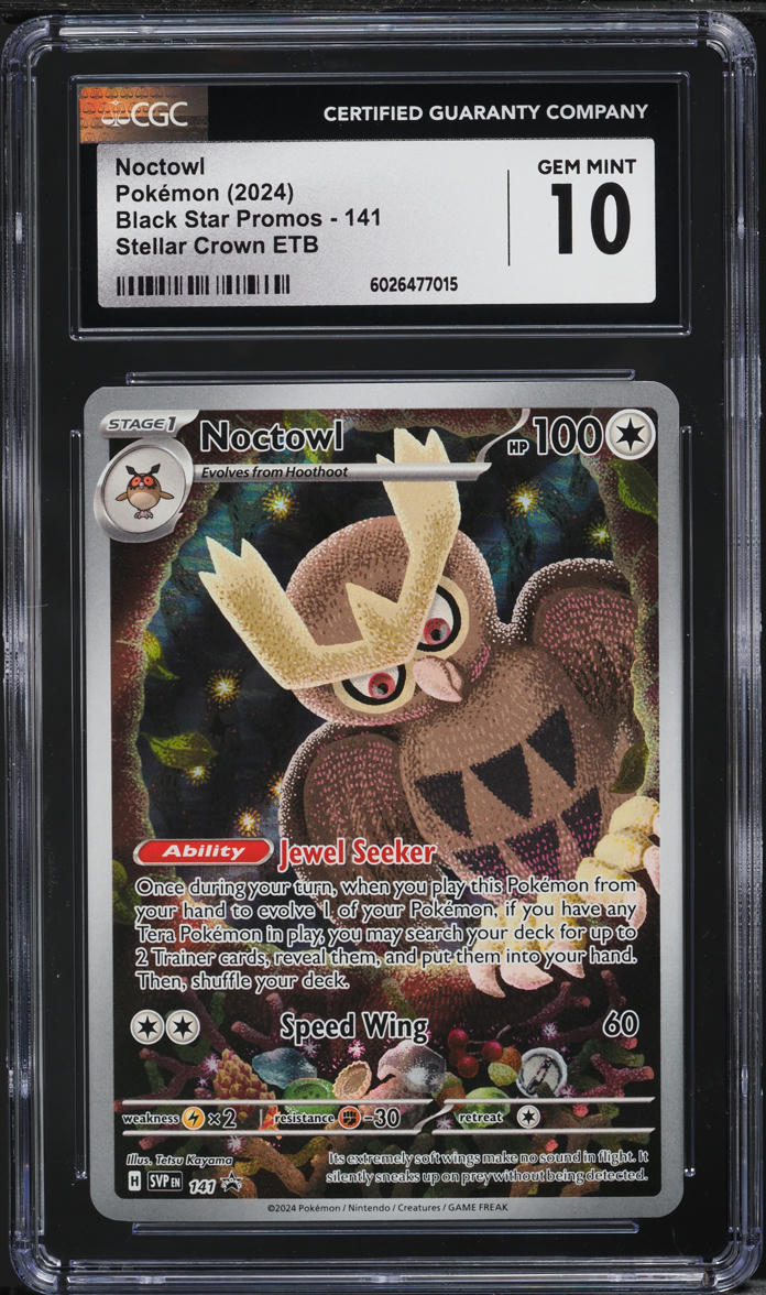 2024 Pokemon SV Black Star Promo Stellar Crown ETB Noctowl #141 CGC 10 ...