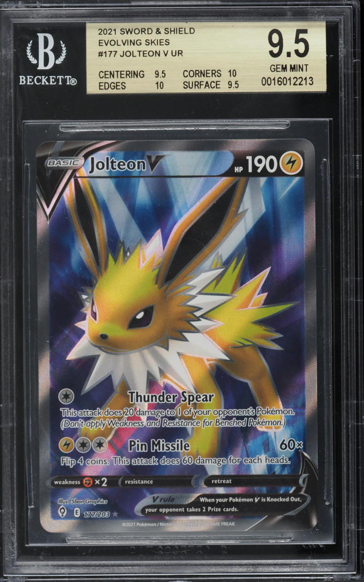2021 Pokemon SWSH Evolving Skies Full Art Jolteon V#177 BGS 9.5 GEM MINT on Fanatics Collect