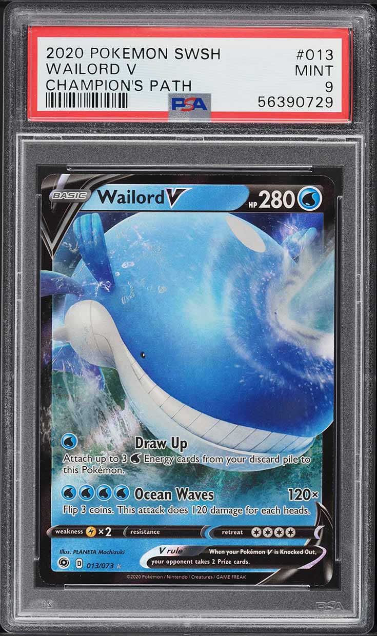 2020 Pokemon Sword & Shield Champion's Path Wailord V #13 PSA 9 MINT on ...
