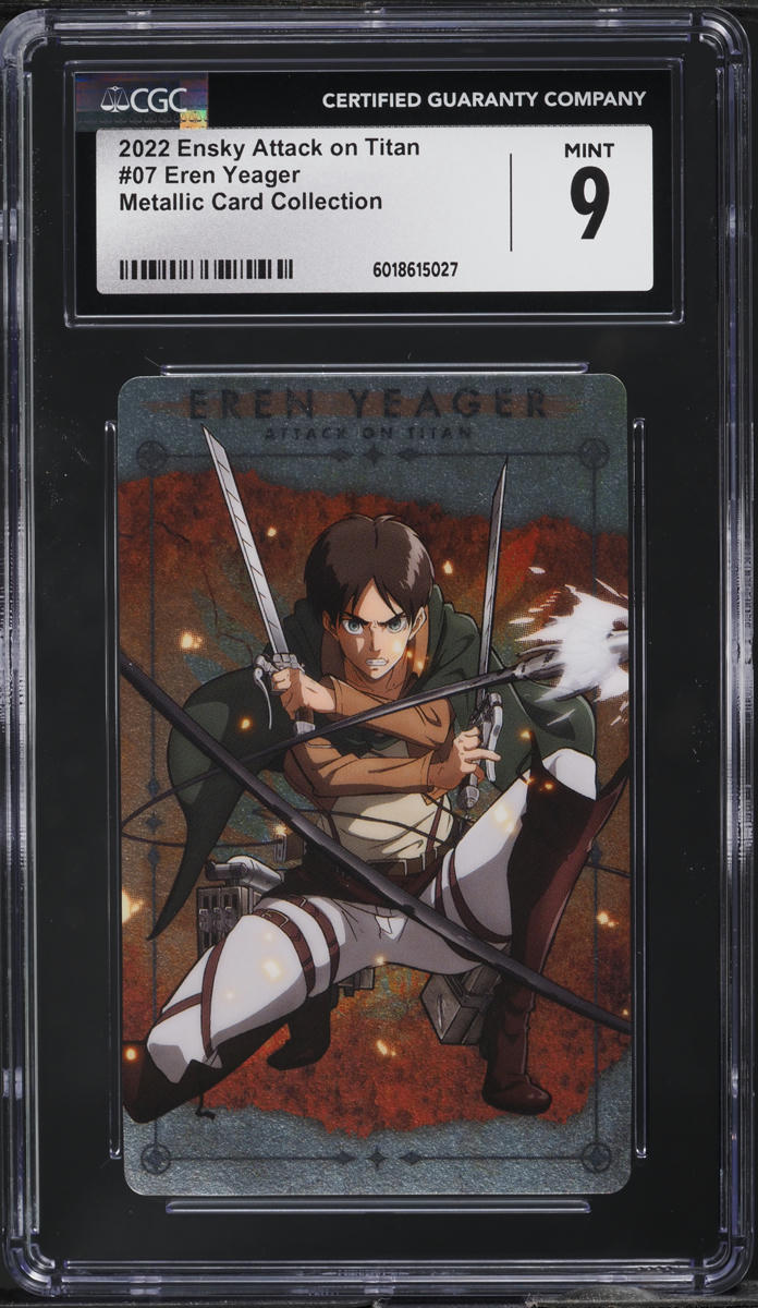 2022 Attack On Titan Japanese Ensky Metallic Card Eren Yeager #07 CGC 9 MINT on Fanatics Collect