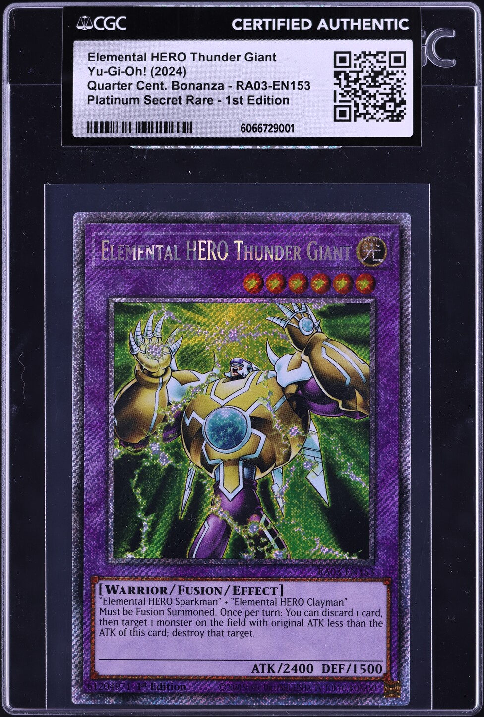 2024 Yu-Gi-Oh! RA03 1st Ed Elemental HERO Thunder Giant #RA03-EN153 CGC AUTH on Fanatics Collect