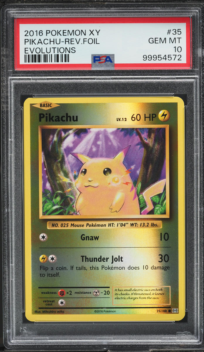 2016 Pokemon XY Evolutions Reverse Holo Pikachu #35 PSA 10 GEM MINT on ...