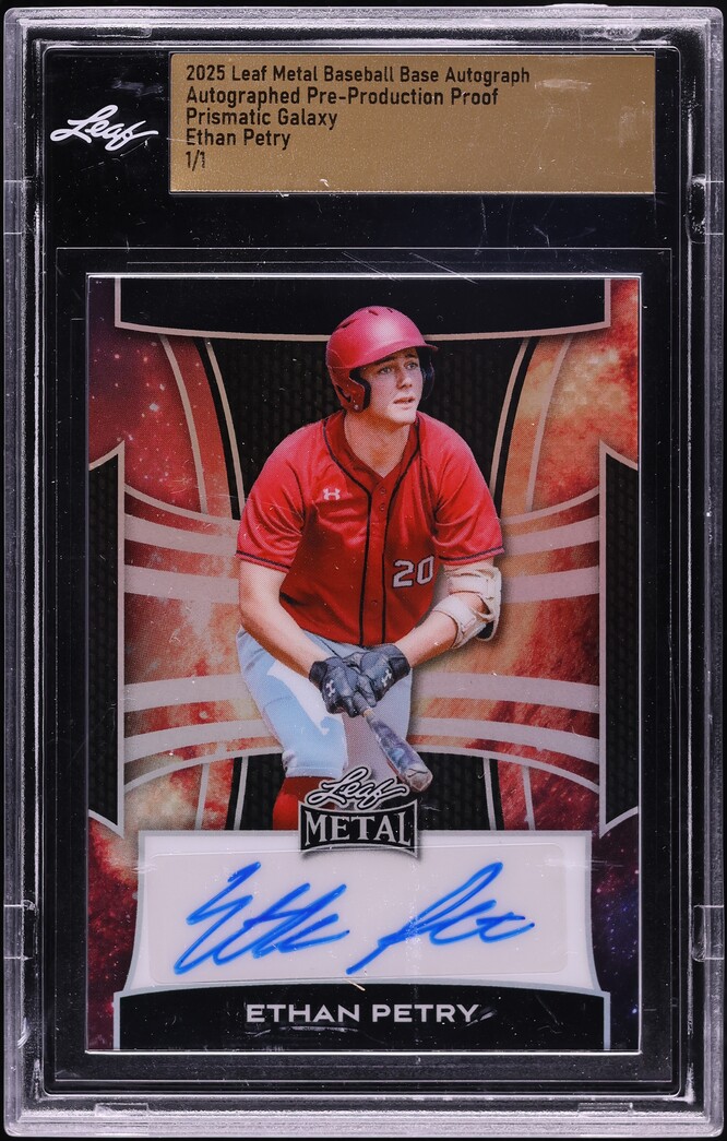 2025 Leaf Metal Pre-Production Proof Prismatic Galaxy Ethan Petry AUTO ...