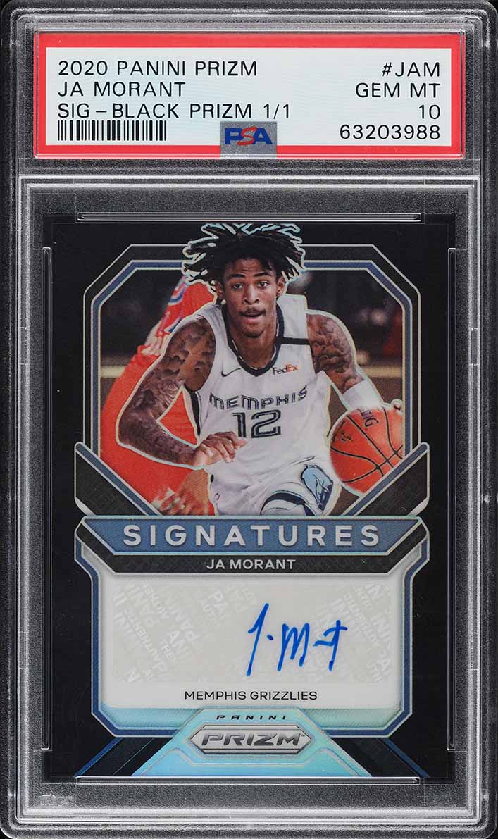 2020 Panini Prizm Signatures Black Prizms Ja Morant AUTO 1/1 PSA 10 GEM ...