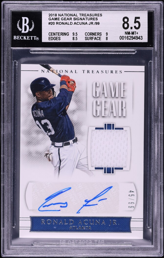 2018 National Treasures Game Gear Ronald Acuna Jr. ROOKIE PATCH AUTO ...
