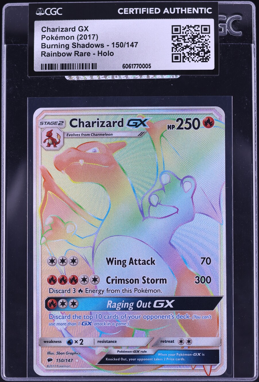 2017 Pokemon Sun & Moon Burning Shadows Hyper Rare Charizard GX #150 ...
