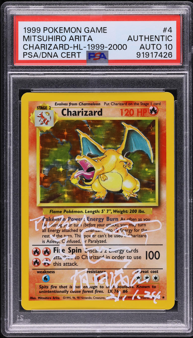 1999-2000 Pokemon Base Set Holo Charizard AUTO DNA 10 #4 PSA AUTH on ...