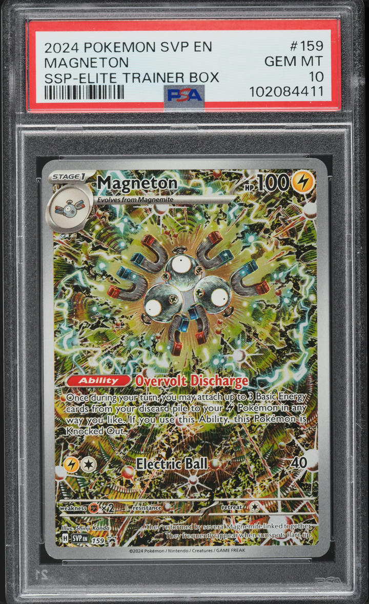 2024 Pokemon SV Black Star Promo Surging Sparks ETB Magneton #159 PSA ...