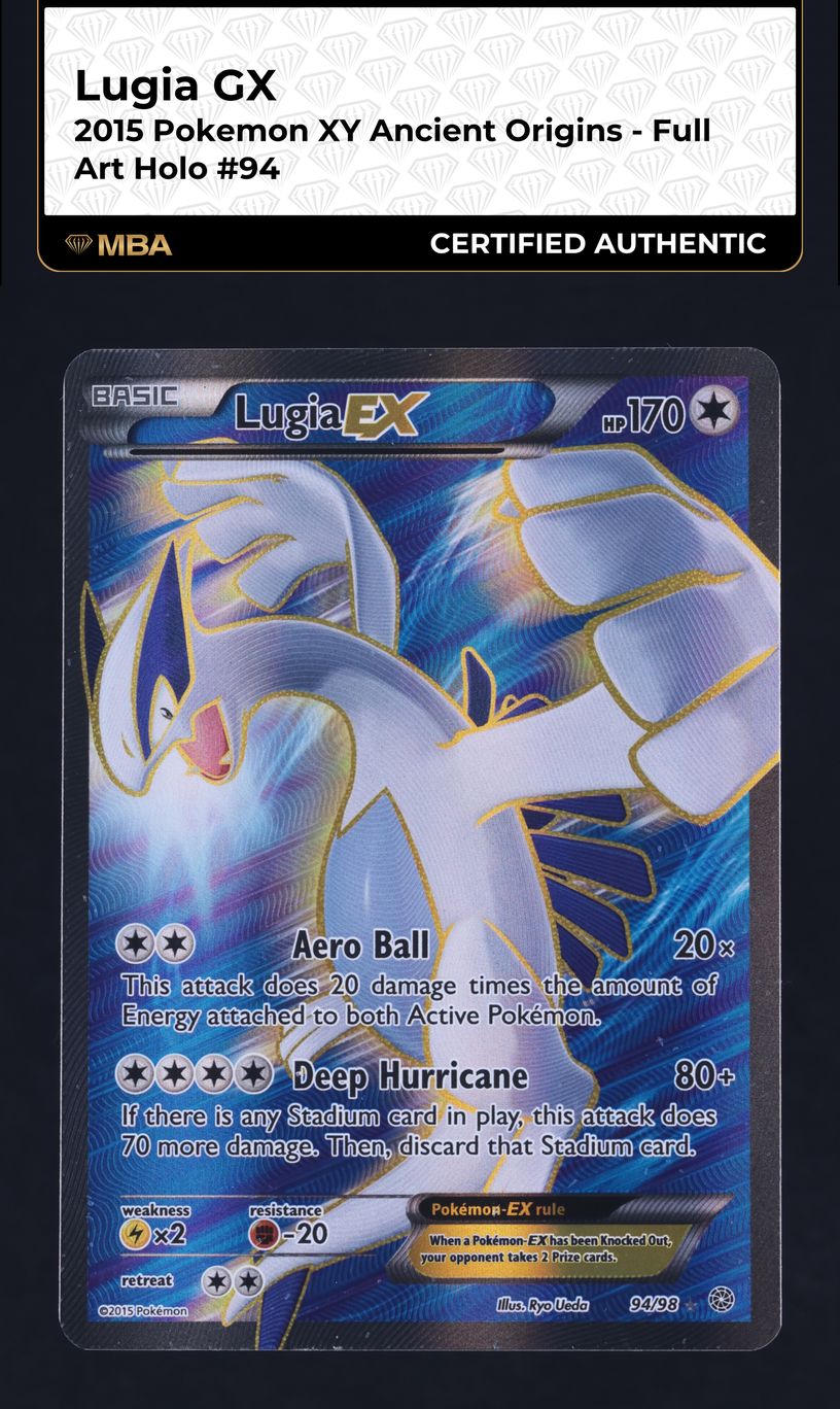 2015 Pokemon XY Ancient Origins Full Art Lugia GX #94 MBA AUTH on ...