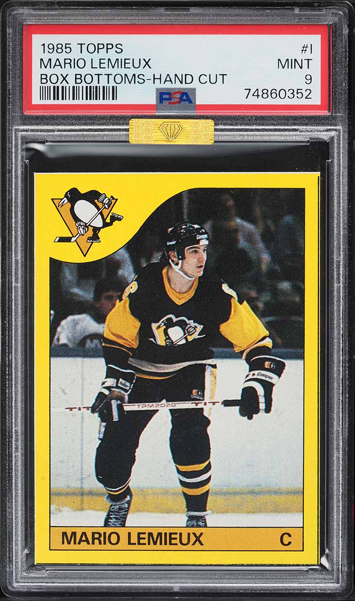 1985 Topps Hockey Box Bottoms Mario Lemieux ROOKIE #I MBA PSA 9 MINT on ...