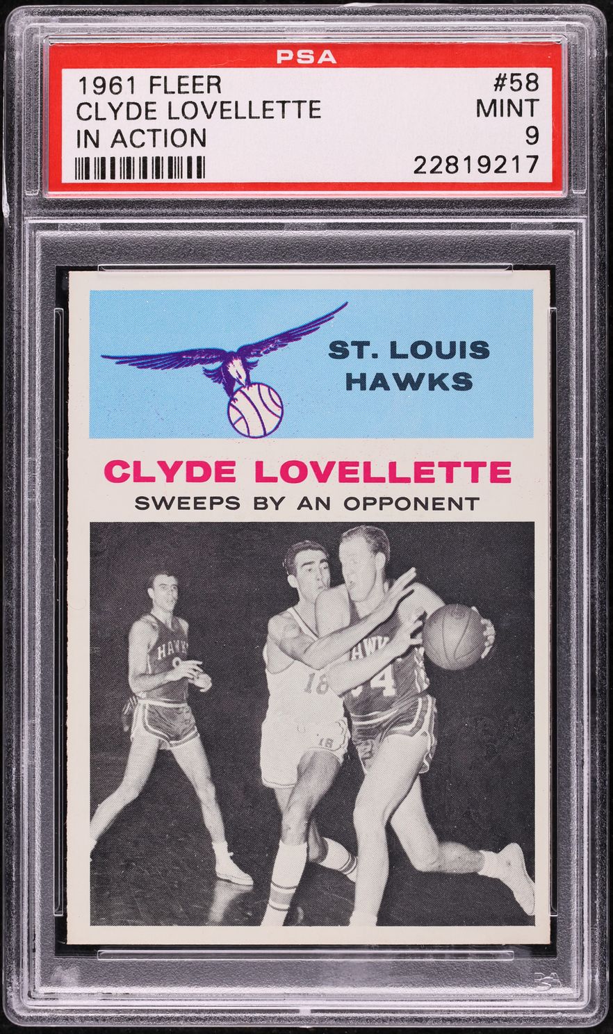 1961 Fleer Basketball Clyde Lovellette IN ACTION #58 PSA 9 MINT on ...