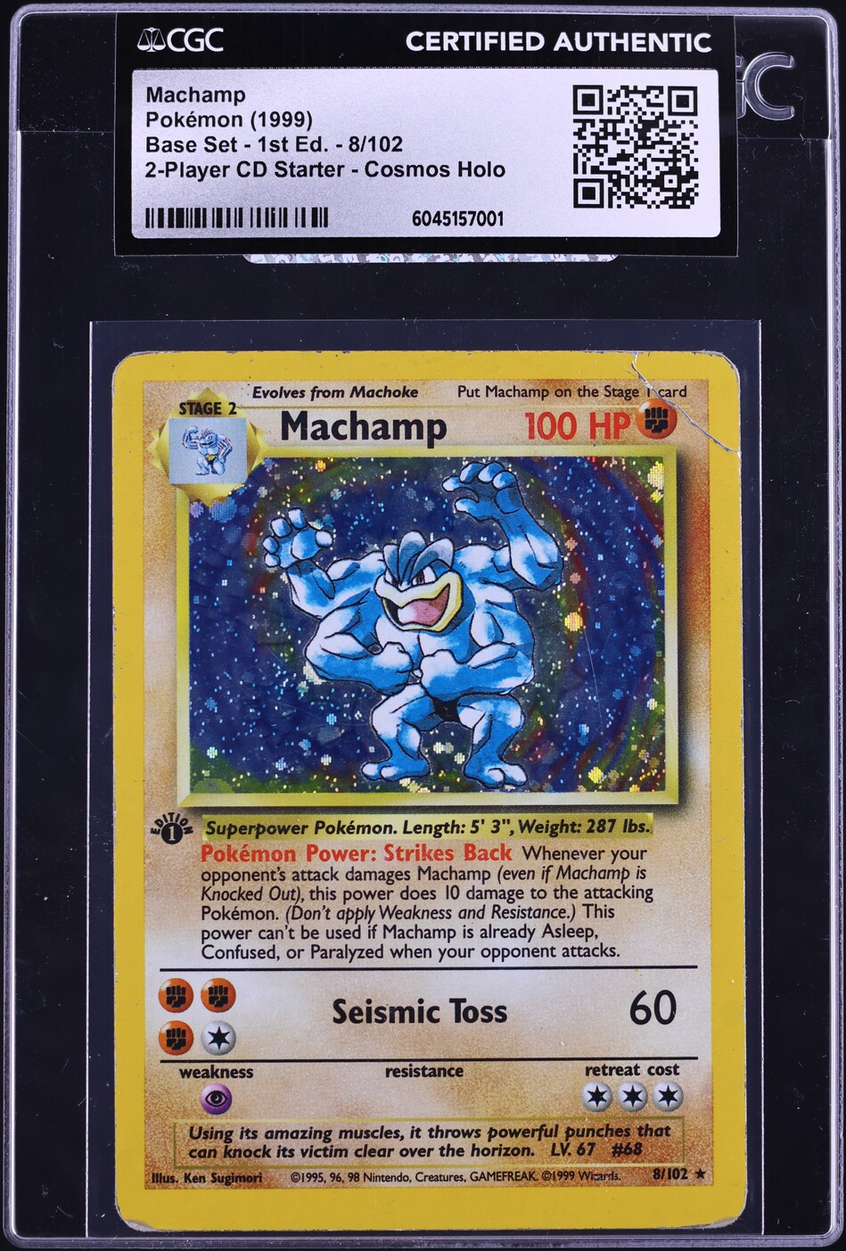 1999 Pokemon Base Set CD Starter 1st Edition Cosmos Holo Machamp #8 CGC ...