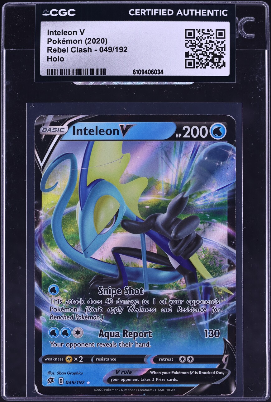 2020 Pokemon Sword & Shield Rebel Clash Holo Inteleon V #049 CGC AUTH ...