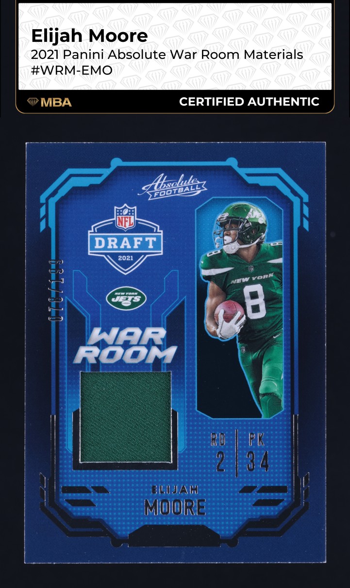 2021 Absolute War Room Materials Elijah Moore ROOKIE PATCH /199 #WRMEMO ...