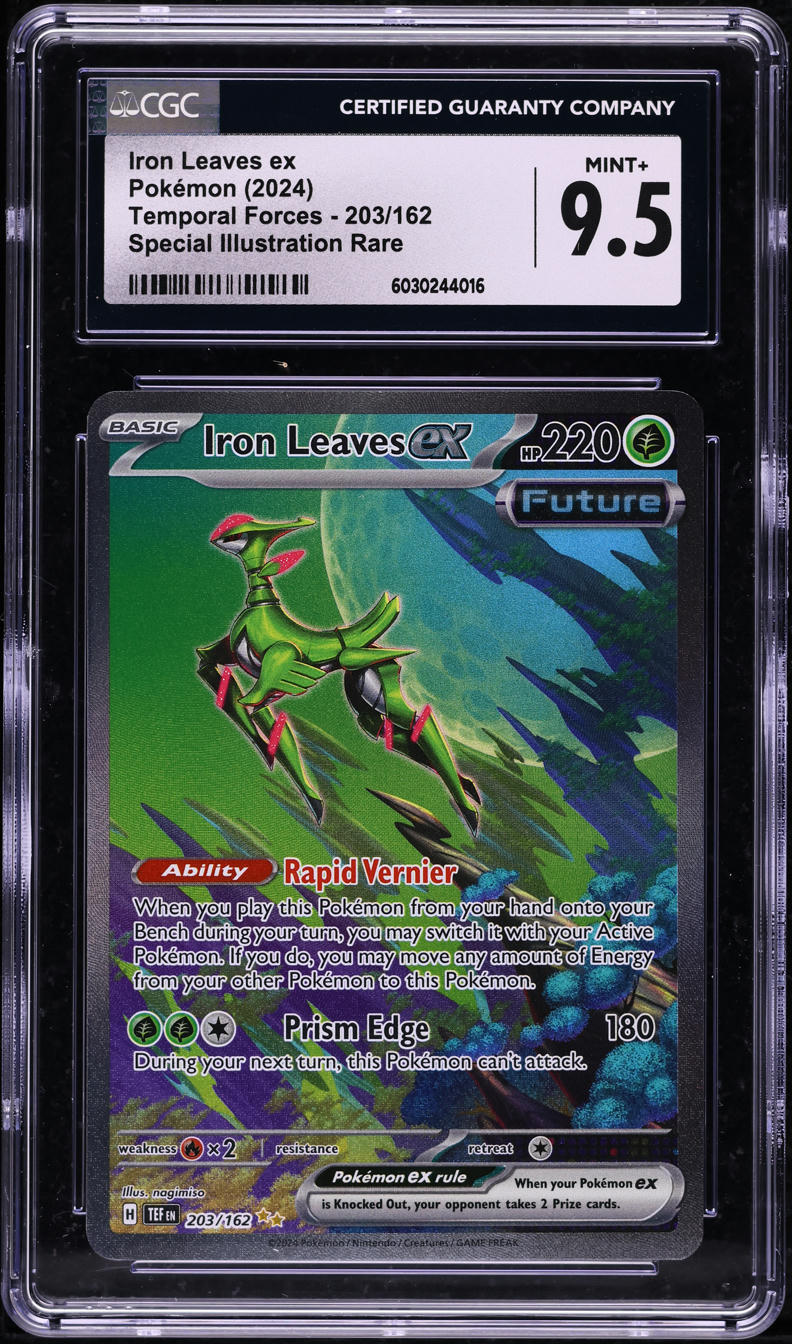 2024 Pokemon SV Temporal Forces SIR Iron Leaves ex #203 CGC 9.5 MINT+ on Fanatics Collect