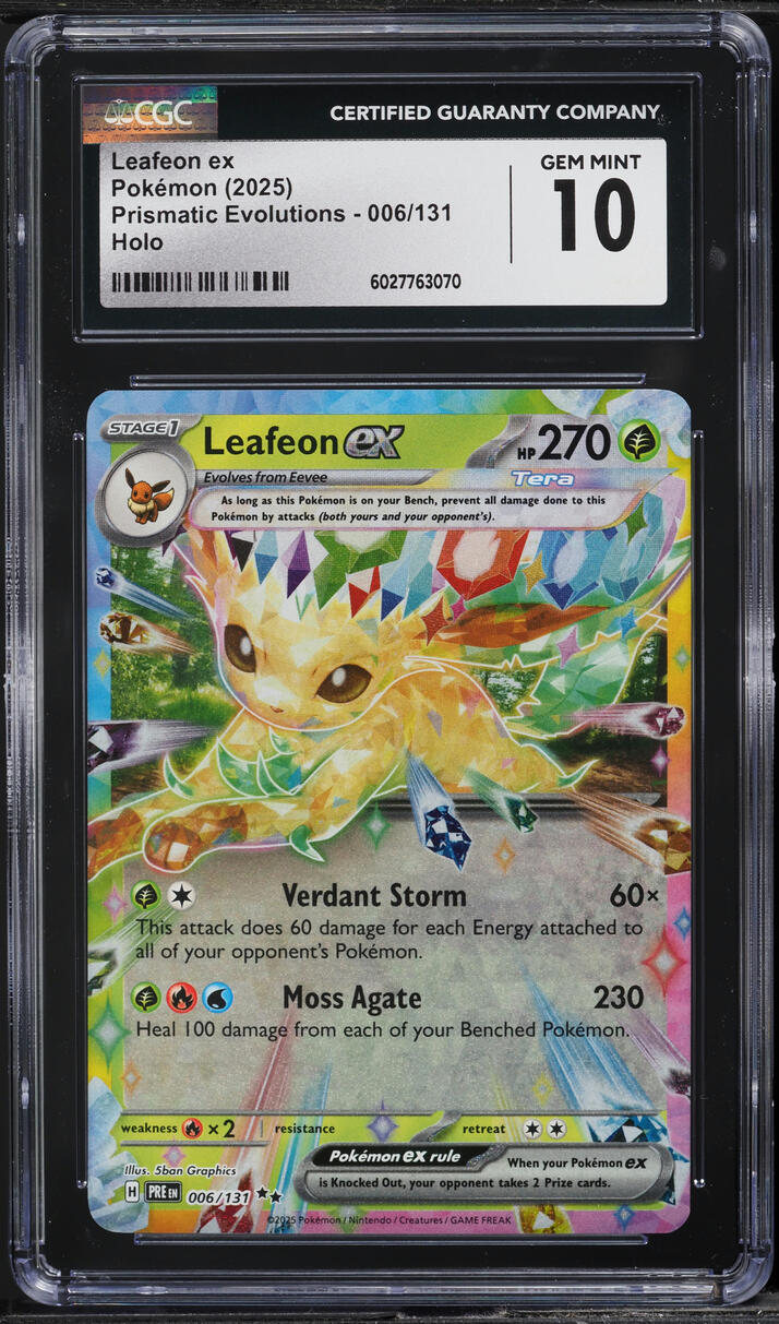 2025 Pokemon Scarlet & Violet Prismatic Evolutions Leafeon ex #6 CGC 10 ...