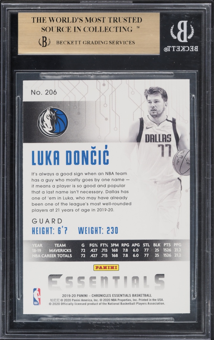 2019 Panini Chronicles Essentials Luka Doncic #206 BGS 9.5 GEM MINT on ...