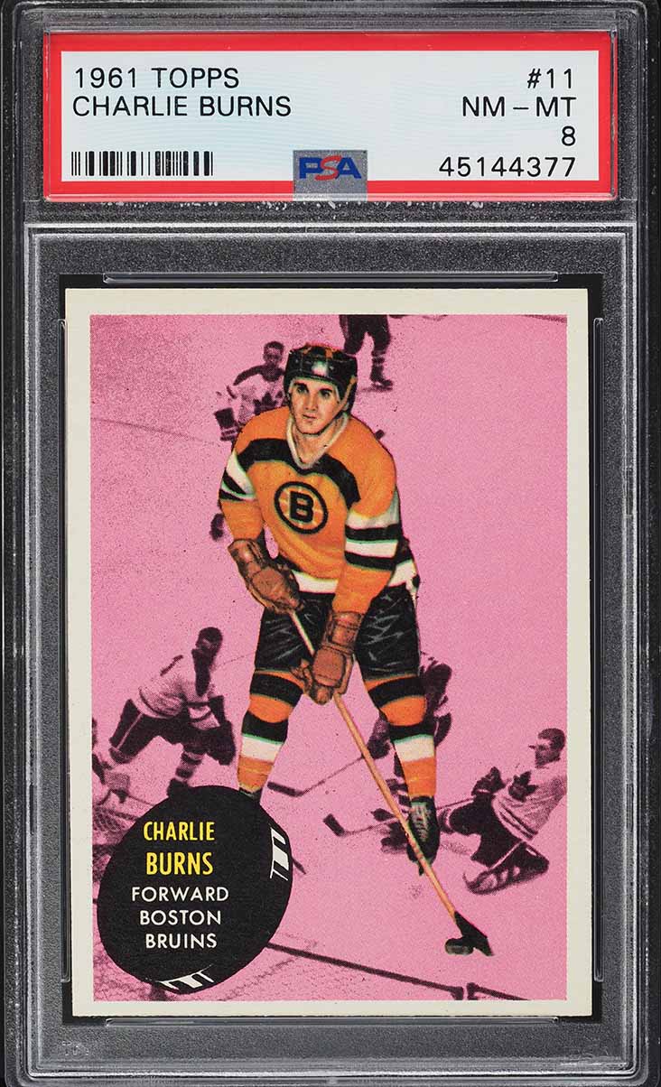1961 Topps Hockey Charlie Burns #11 PSA 8 NM-MT on Fanatics Collect