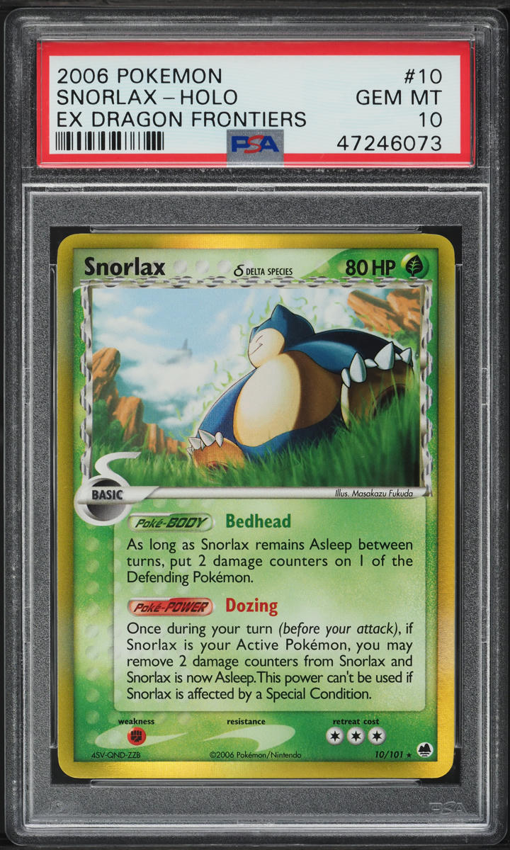 2006 Pokemon EX Dragon Frontiers Holo Snorlax #10 PSA 10 GEM MINT on ...