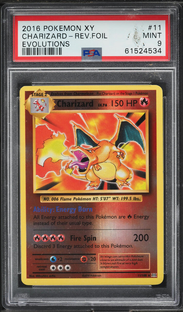 2016 Pokemon XY Evolutions Reverse Holo Charizard #11 PSA 9 MINT on ...