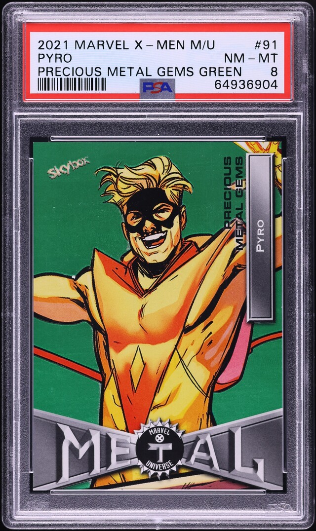 2021 Upper Deck Marvel X-Men Metal Universe PMG Green Pyro /10 #91 PSA ...