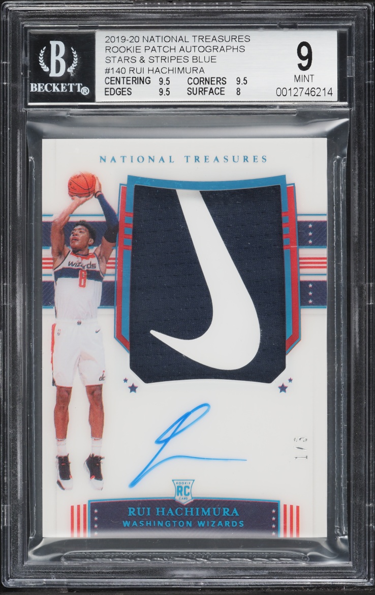 2019 National Treasures Stars & Stripes Blue Rui Hachimura ROOKIE PATCH ...