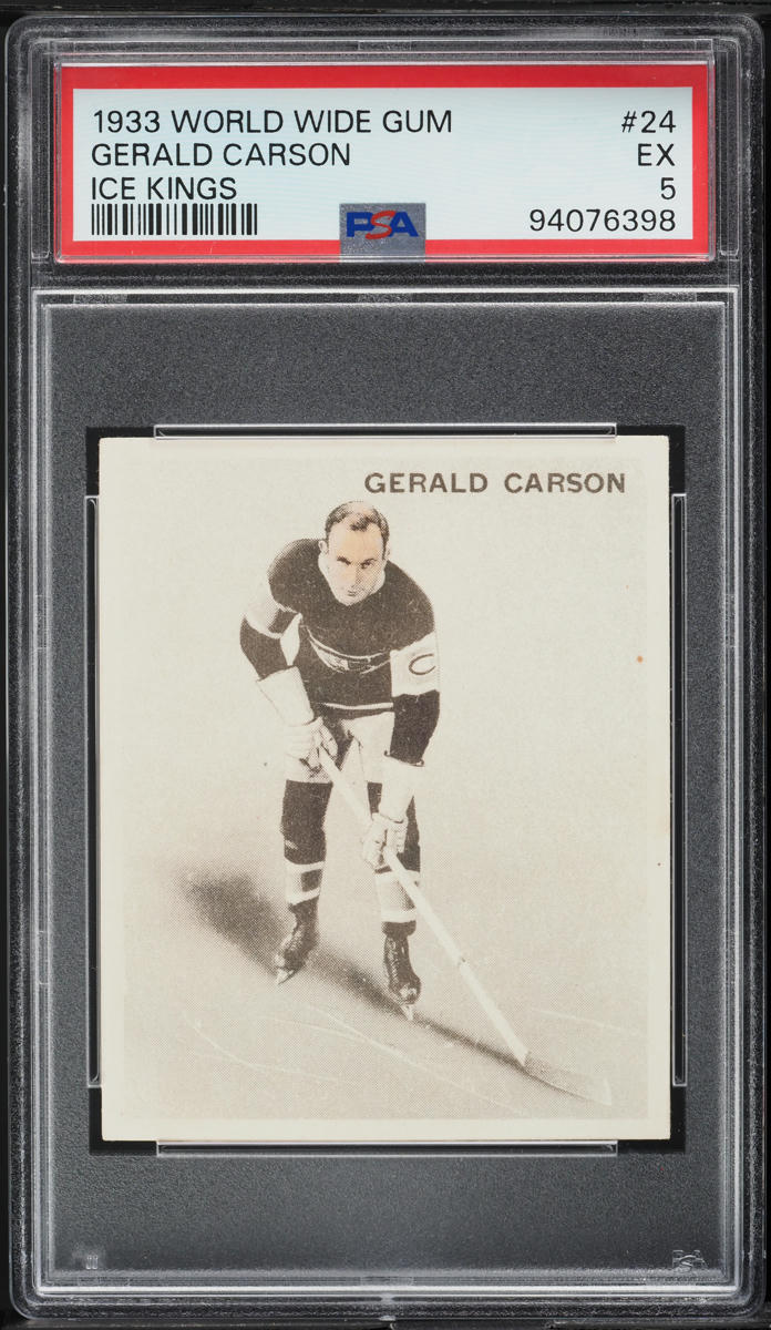 1933 World Wide Gum Ice Kings Gerald Carson ROOKIE #24 PSA 5 EX on ...
