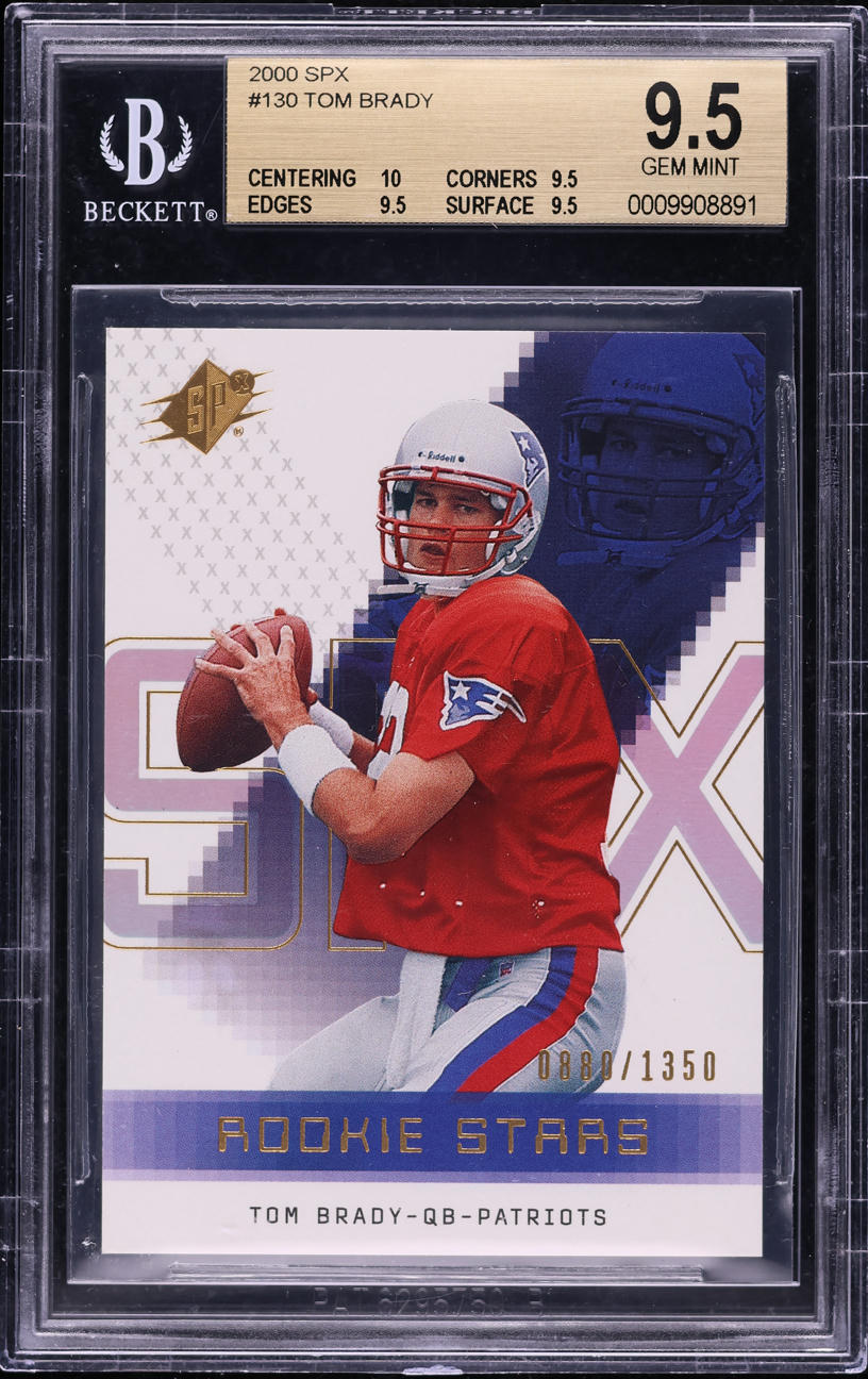 2000 SPx Football Tom Brady ROOKIE /1350 #130 BGS 9.5 GEM MINT on ...