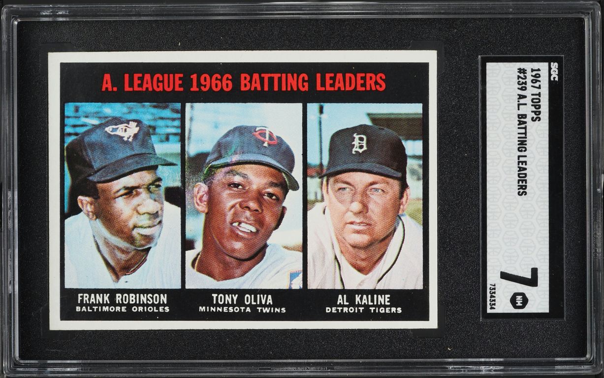 1967 Topps Frank Robinson Tony Oliva Al Kaline AL BATTING LDRS #239 SGC ...