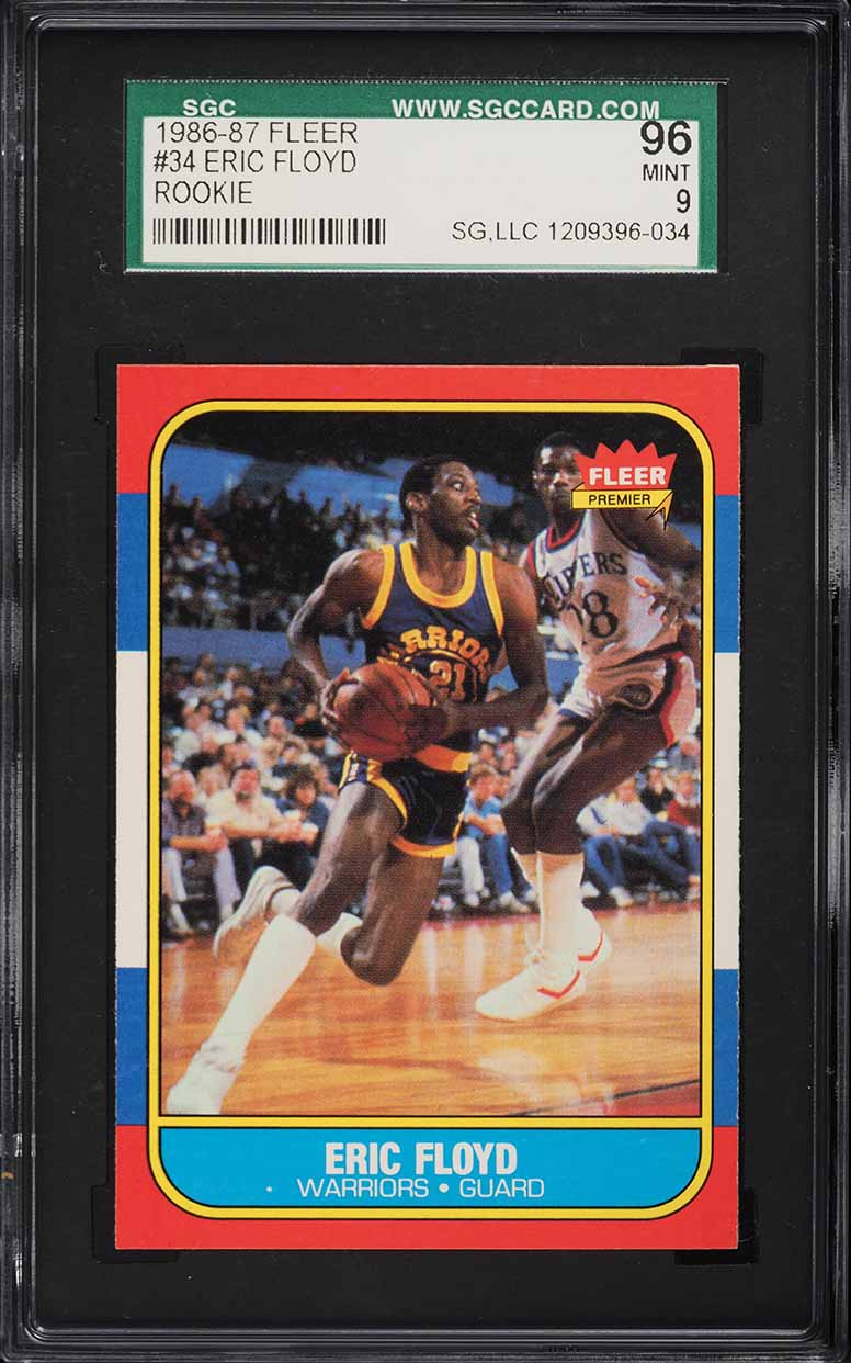 1986 Fleer Basketball Eric Floyd ROOKIE #34 SGC 9 MINT on Fanatics Collect