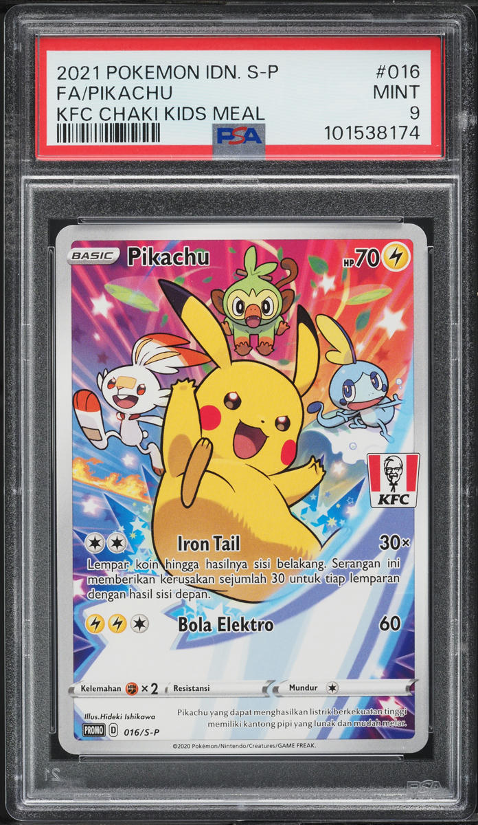 2021 Pokemon Indonesian SWSH KFC Promo Full Art Pikachu #16 PSA 9 MINT ...